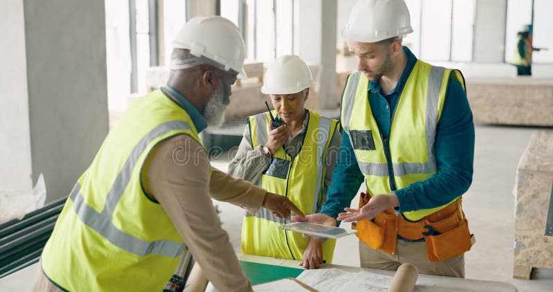 Teamwork on Construction Building, People in Conversation.with Digital ...