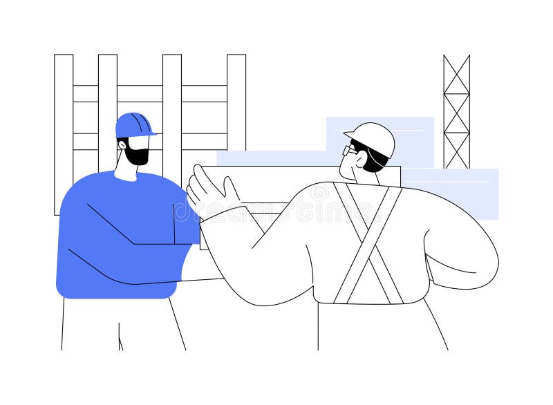 Teamwork at Construction Site Abstract Concept Vector Illustration ...