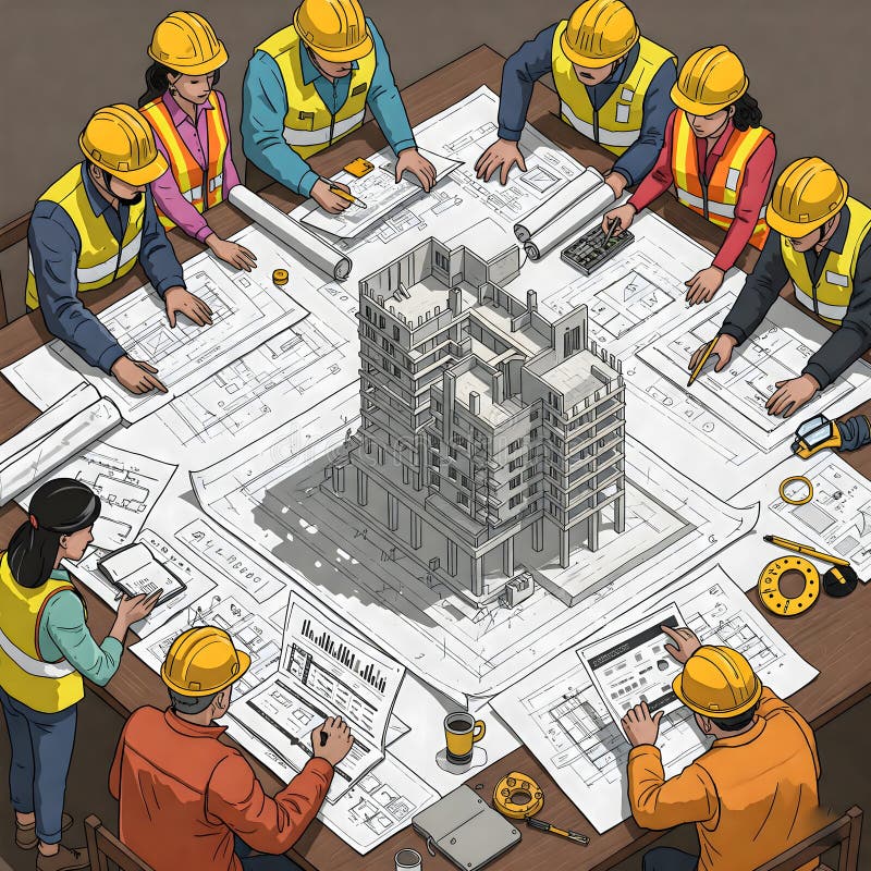 Teamwork in Construction stock illustration. Illustration of efficiency ...