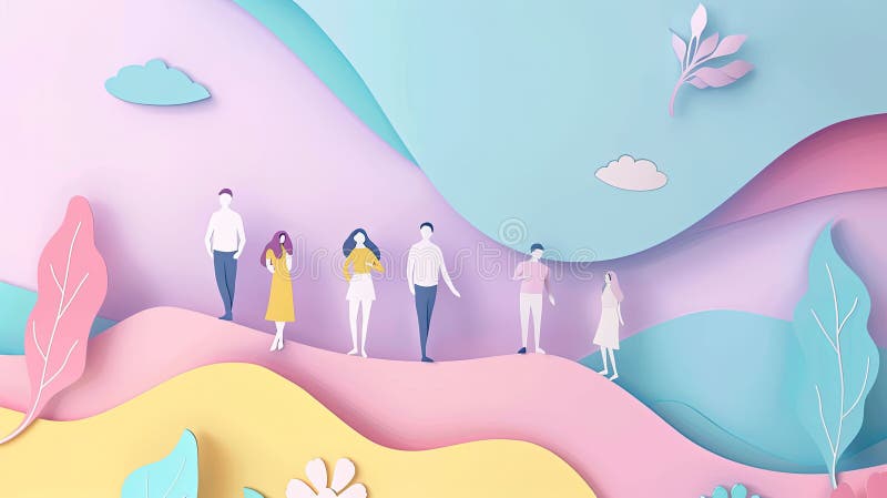 Teamwork and Cooperation Concept in Paper Cut Style. Different Business ...