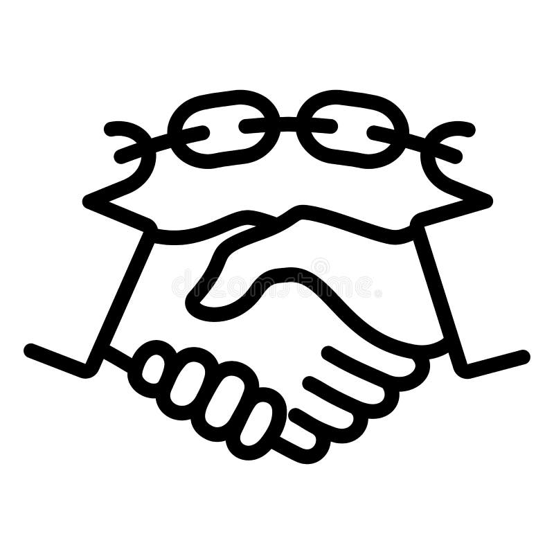 Teamwork or Cooperation Handshake Icon, Chain Vector Illustration Stock ...