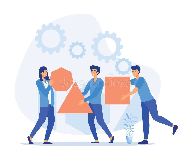 Teamwork Cooperation, Office Employees Group Set Up Huge Separated ...