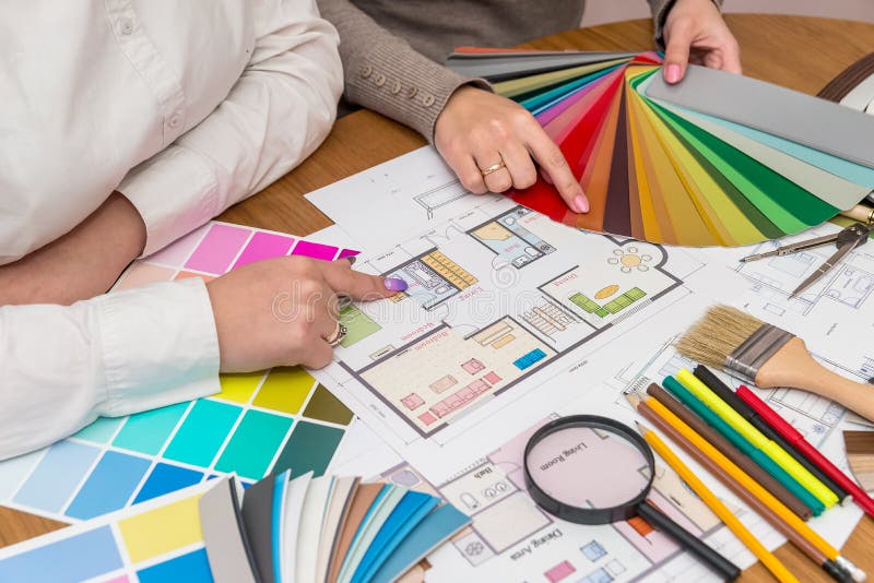 Teamwork of Creative Designers Working with Colour Palette Stock Photo ...