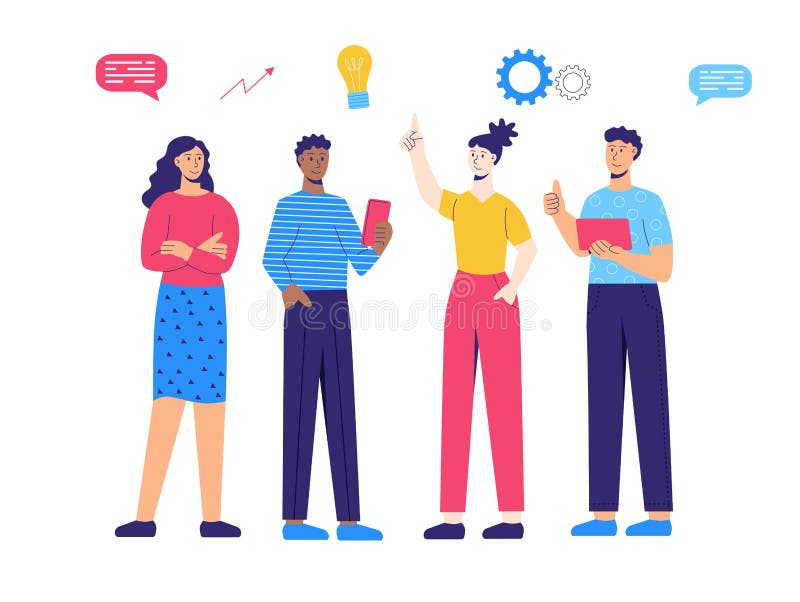 Teamwork Think Shows Contemplate Group and Teams Stock Illustration ...