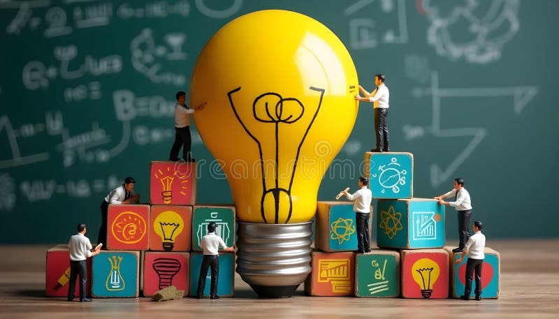 Teamwork and Creativity in Building Ideas - Miniature Business Figures ...