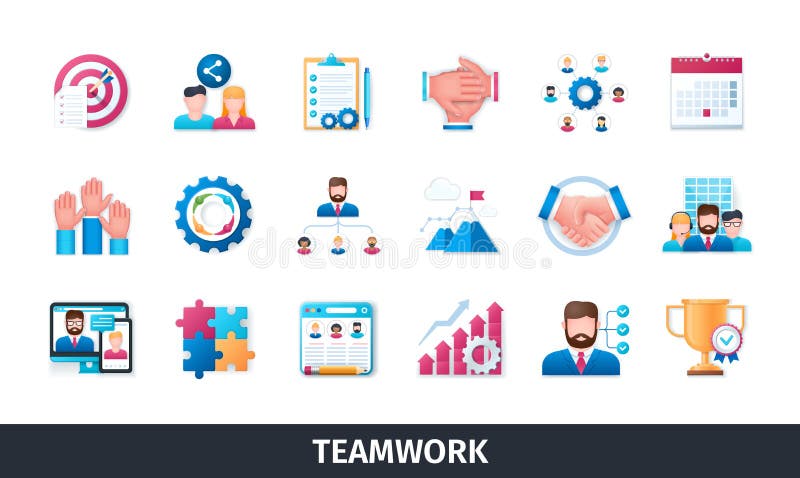Teamwork 3d Vector Icon Set Stock Illustration - Illustration of goals ...