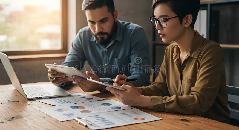 Teamwork & Data Analysis Stock Illustration - Illustration of charts, collaboration: 377905041