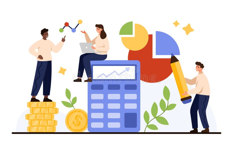 Teamwork Data Analytics Calculation Statistics Diagram Stock Vector ...