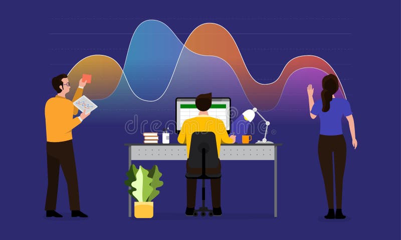 Teamwork data analytics stock vector. Illustration of report - 138758957