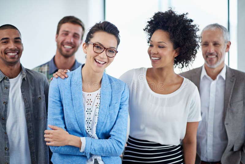Teamwork Done Right. Portrait of a Group of Happy Coworkers Standing in ...