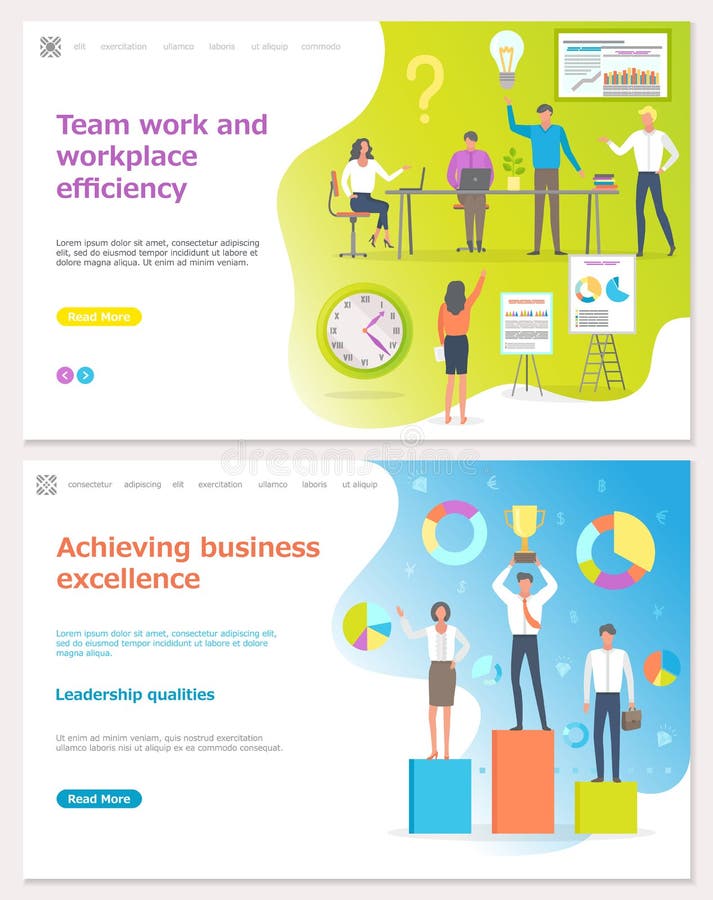 Teamwork Efficiency, People with Awards for Work Stock Vector ...