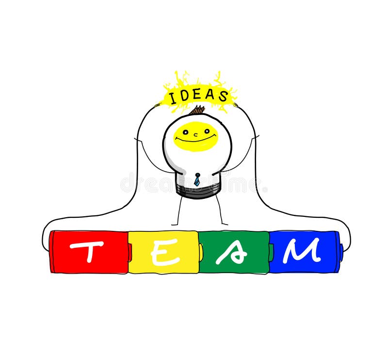 Teamwork : the Energy of Ideas Stock Illustration - Illustration of ...