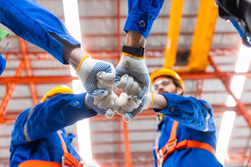 Teamwork Engineer Fist Bump Joining Hands Connection and Partners ...