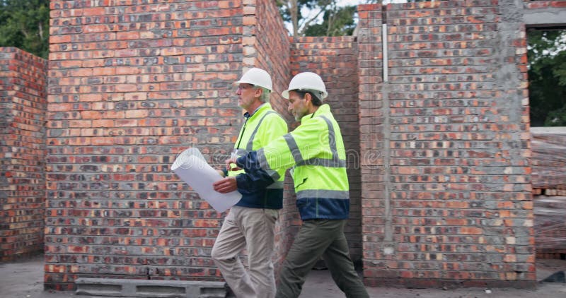 Teamwork, Engineering and Foreman with Blueprint at Construction Site ...