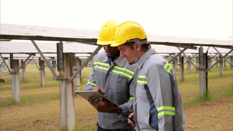 Teamwork Engineers Team Checking Solar Security Protection System Stock ...