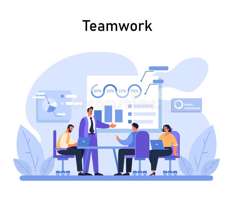 Teamwork Exemplified. Collaborative Team Engages in Discussion at a Tech-infused Stock Vector ...