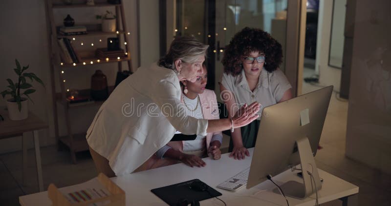 Teamwork, Feedback and Computer with Business People in Office for ...