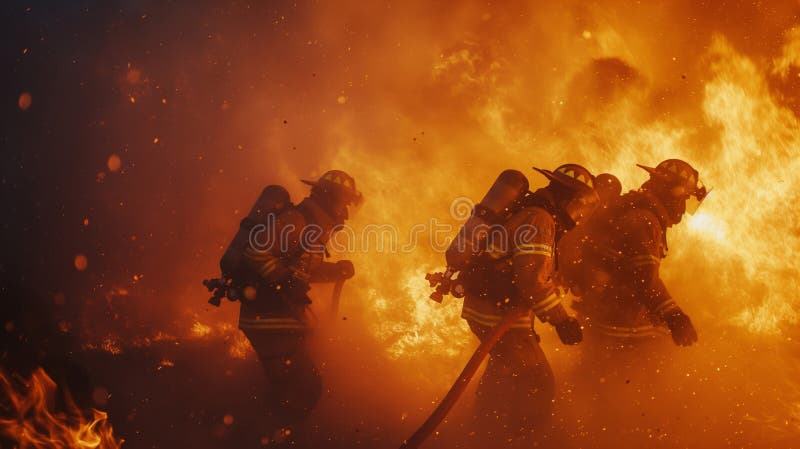Teamwork in fire stock photo. Image of fighter, service - 337852756