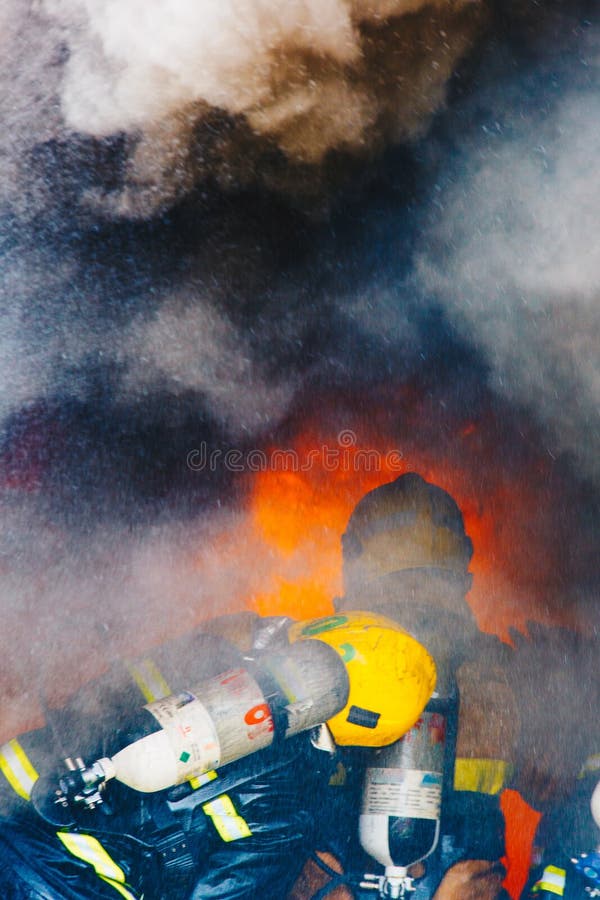 Teamwork of Firefighters Training Stock Photo - Image of burn, brave ...