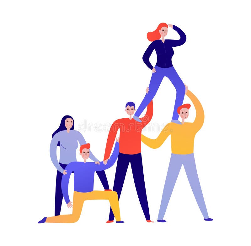 Teamwork Flat Concept stock illustration. Illustration of together ...