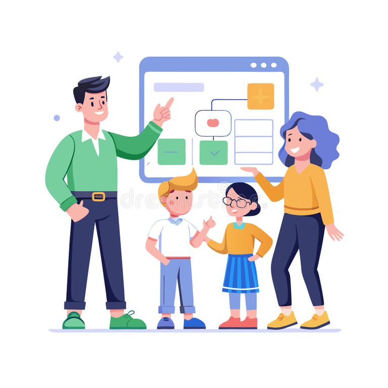 Teamwork and Flow Chart Presentation with Diverse Group of ...