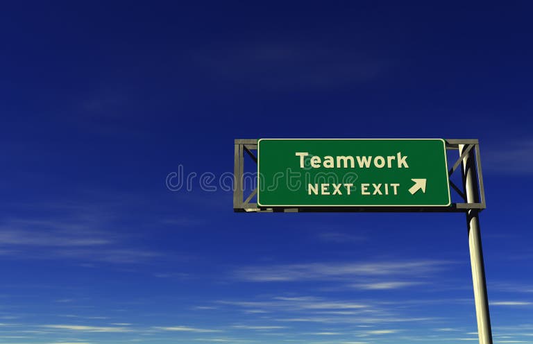 Teamwork - Freeway Exit Sign Stock Illustration - Illustration of ...