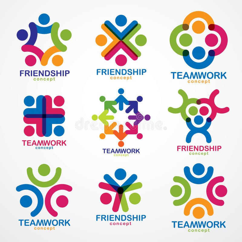 Teamwork and Friendship Concepts Created with Simple Geometric Stock ...