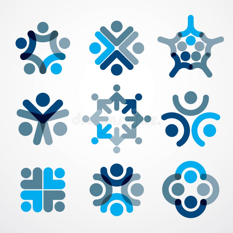 Teamwork and Friendship Concepts Created with Simple Geometric Elements ...