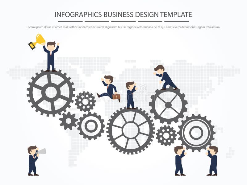 Teamwork with Gear Concept. Infographic Template. Vector Illustration ...