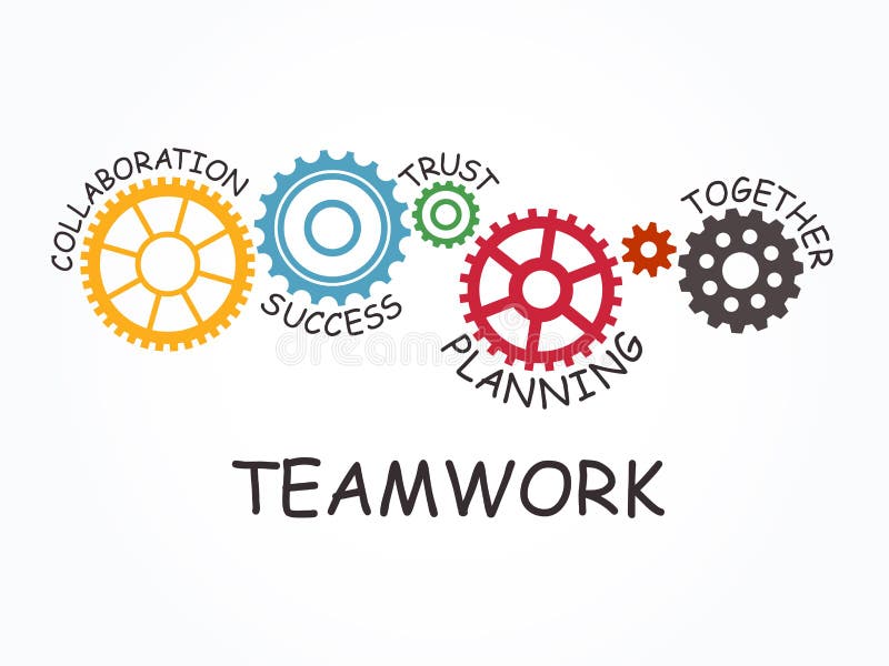 Teamwork with Gear Concept. Infographic Template. Vector Illustration ...