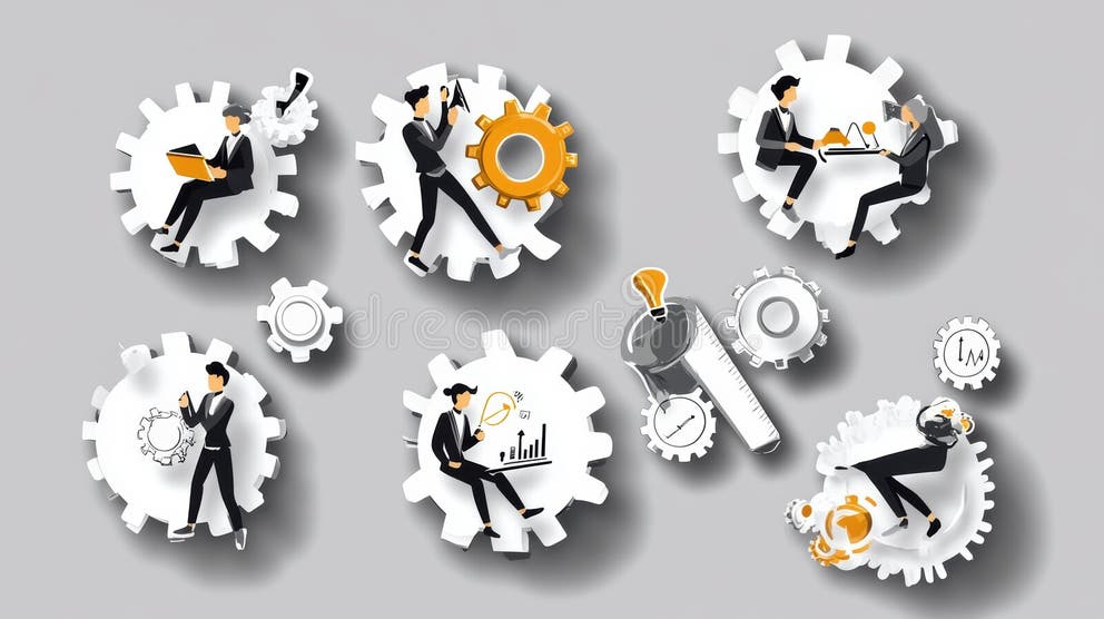 Teamwork and Gears stock illustration. Illustration of coordination ...