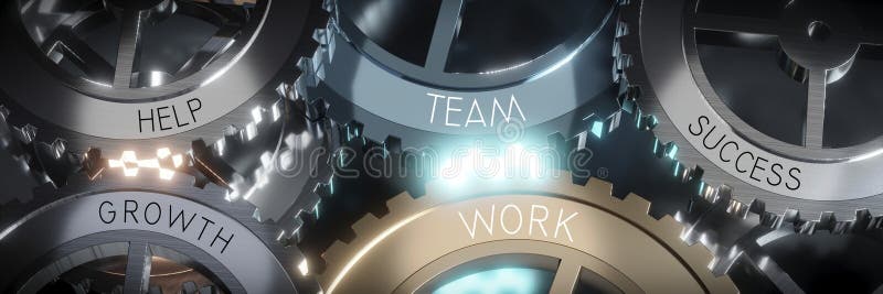 Teamwork - gears concept stock illustration. Illustration of render ...