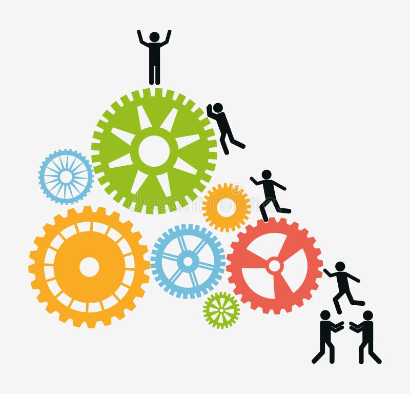 Teamwork and gears design stock vector. Illustration of occupation ...