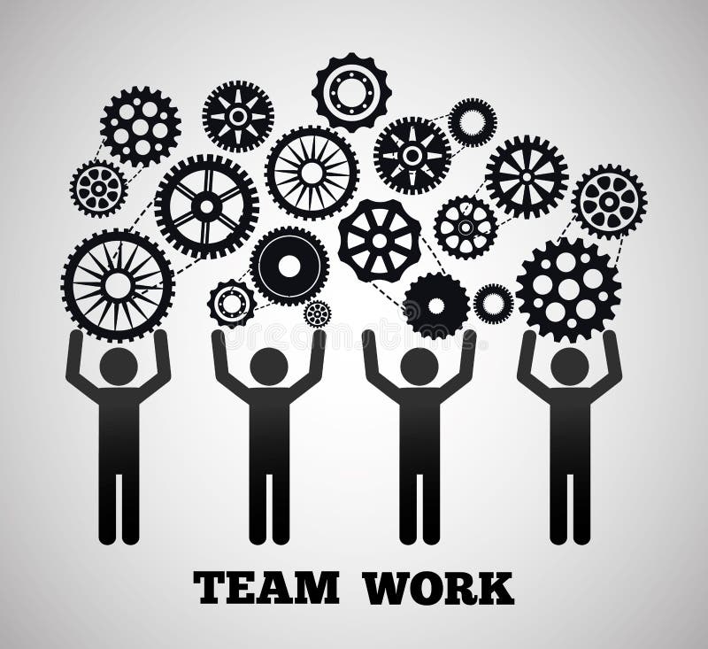 Teamwork and gears design stock vector. Illustration of cooperation ...