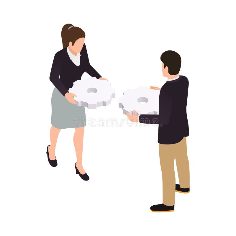 Teamwork Gears Match Composition Stock Illustration - Illustration of ...