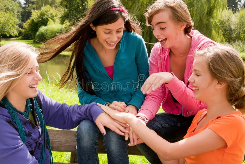 Teamwork with the girls stock image. Image of relationship - 16452975