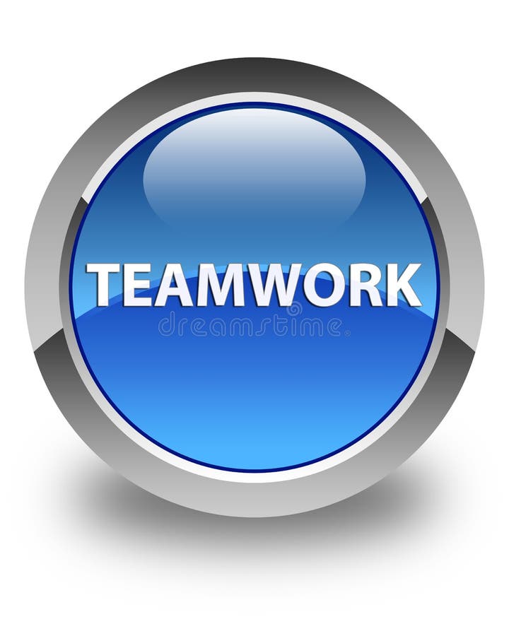 Teamwork Glossy Blue Round Button Stock Illustration - Illustration of ...