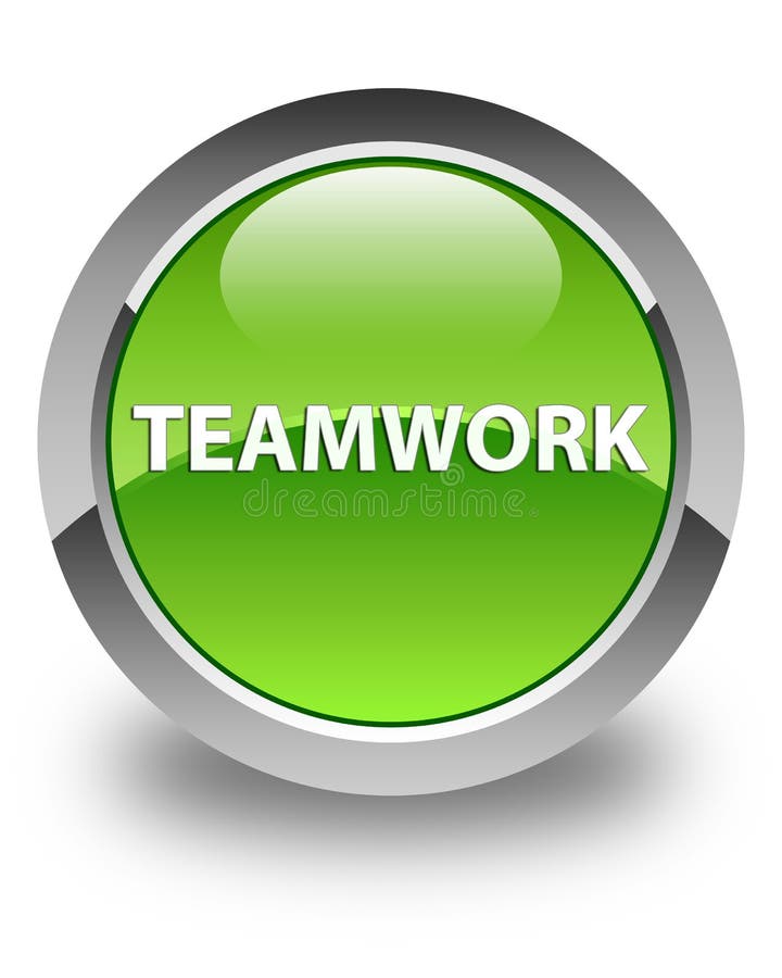 Teamwork Glossy Blue Round Button Stock Illustration - Illustration of ...