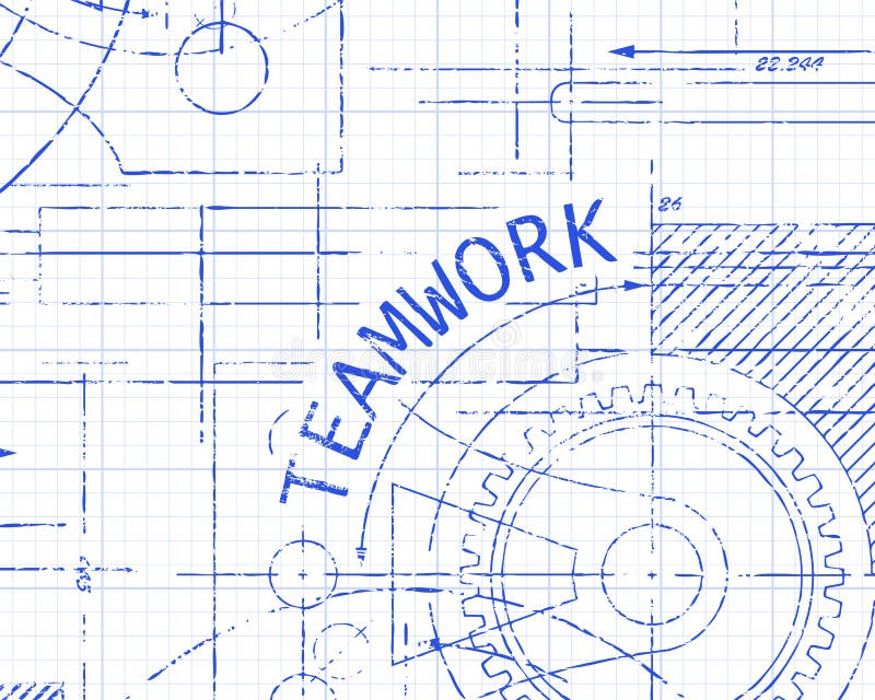 Teamwork Blueprint Machine stock vector. Illustration of background ...