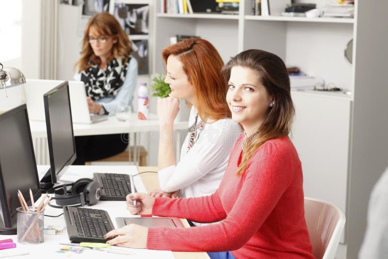 Teamwork at Graphic Design Studio Stock Image - Image of development ...