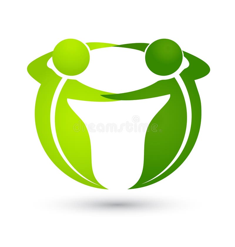 Teamwork Green Dancing People Logo Stock Vector - Illustration of card ...