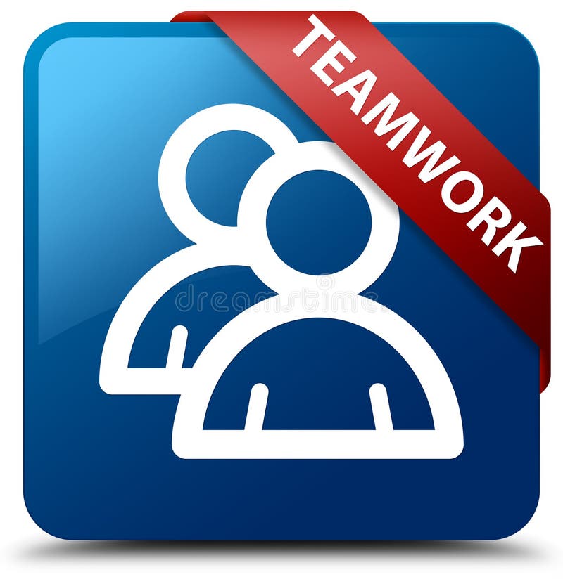 Teamwork (group Icon) Blue Square Button Red Ribbon in Corner Stock ...