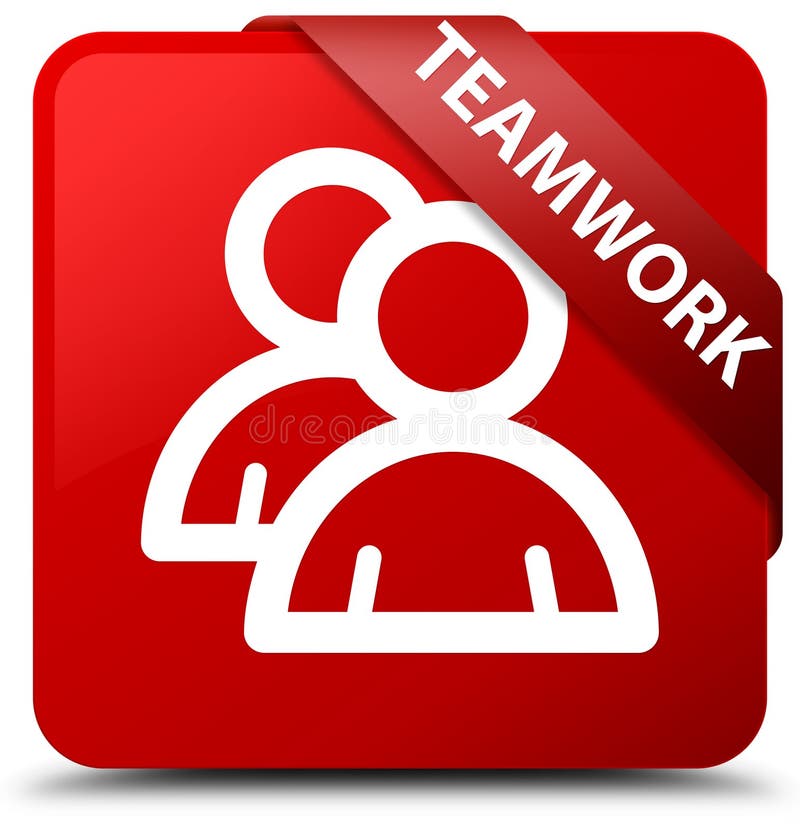 Teamwork (group Icon) Red Square Button Red Ribbon in Corner Stock ...