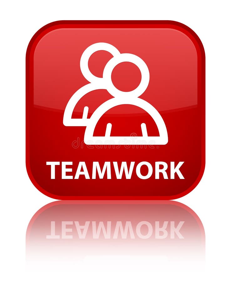 Teamwork (group Icon) Special Red Square Button Stock Illustration ...