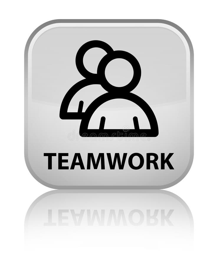 Teamwork (group Icon) Special White Square Button Stock Illustration ...