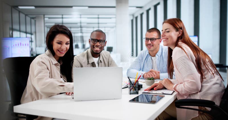 Teamwork Group Meeting at Business Workplace. Professional Employees ...