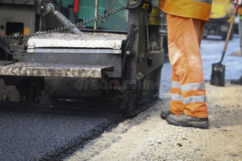 Teamwork, Group of Workers on a Road Construction Stock Photo - Image ...