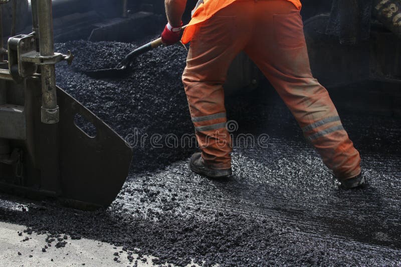 Teamwork, Group of Workers on a Road Construction Stock Photo - Image ...