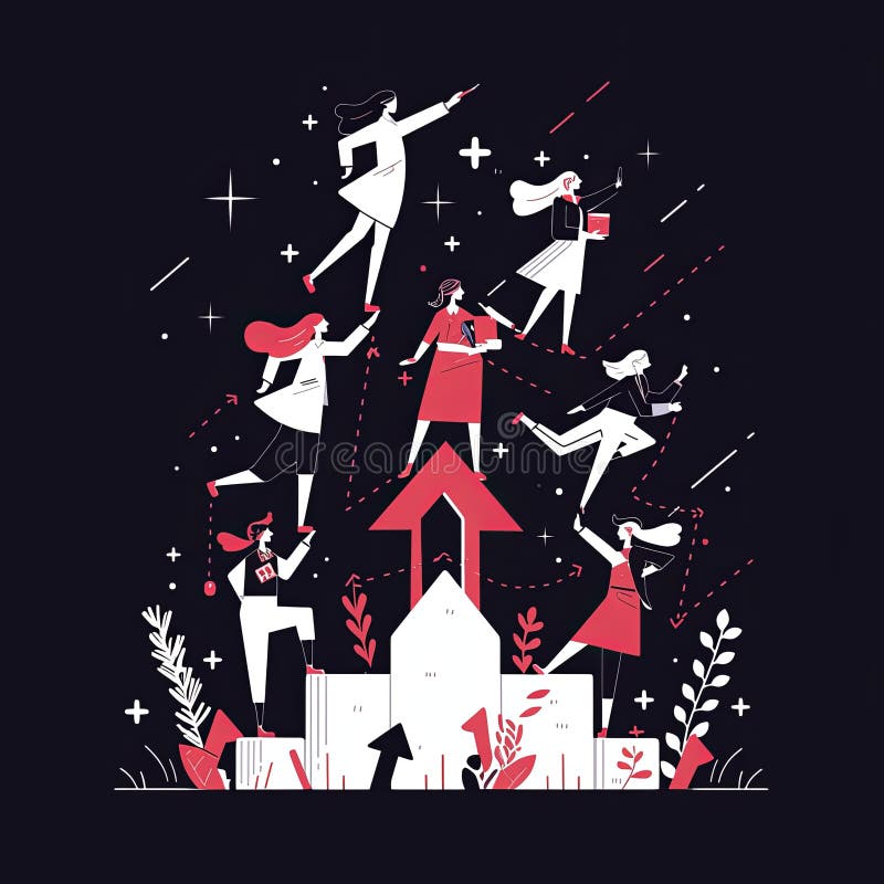 Teamwork and Growth Concept with Vibrant Illustrations of Collaboration ...