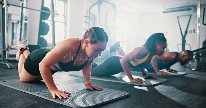 Teamwork, Gym Class and Plank for Exercise, Training and Core Muscle ...